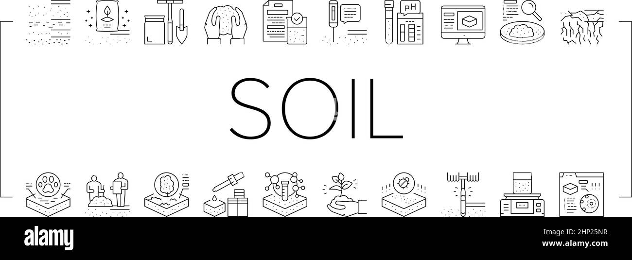 Soil Testing Nature Collection Icons Set Vector Stock Vector Image ...