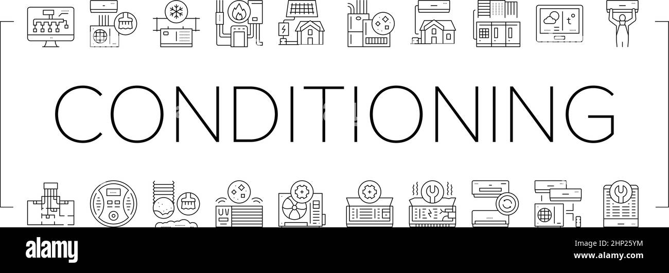 Conditioning System Electronics Icons Set Vector Stock Vector Image ...