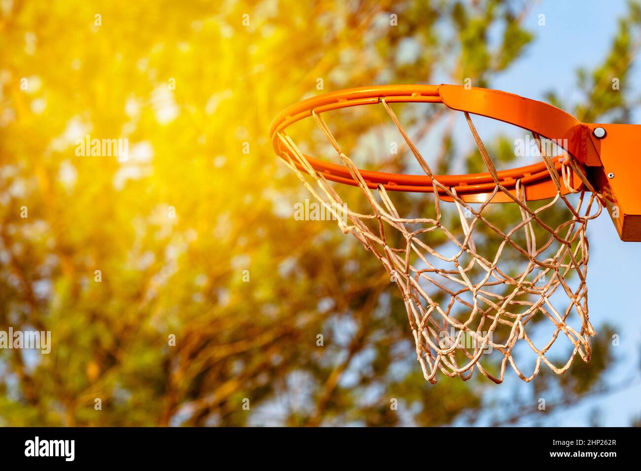 Basketball hoop close up in outdoor basketball court Stock Photo - Alamy