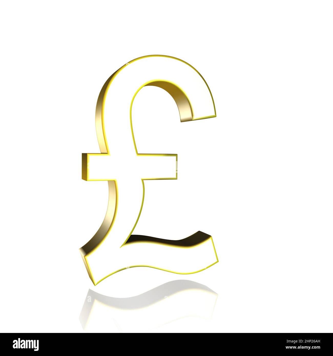 Pound currency symbol in yellow, gold on a white background as a 3D ...