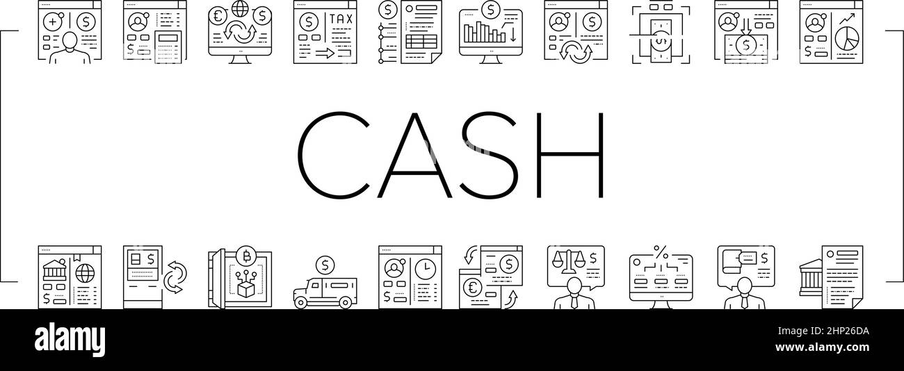 Cash Services Bank Collection Icons Set Vector Stock Vector Image & Art ...