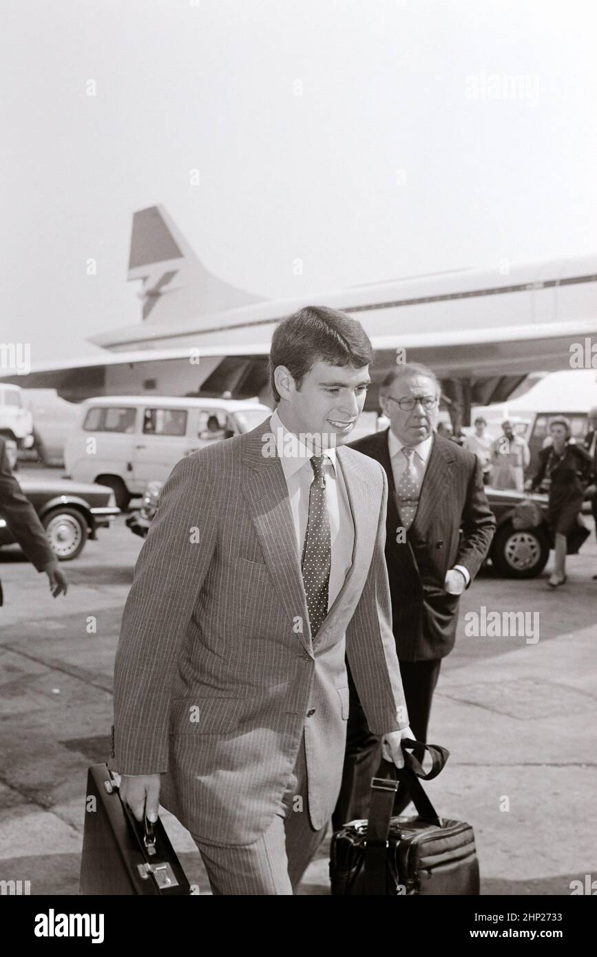 Prince Andrew 1983 July Departs for Rhode Island Stock Photo - Alamy