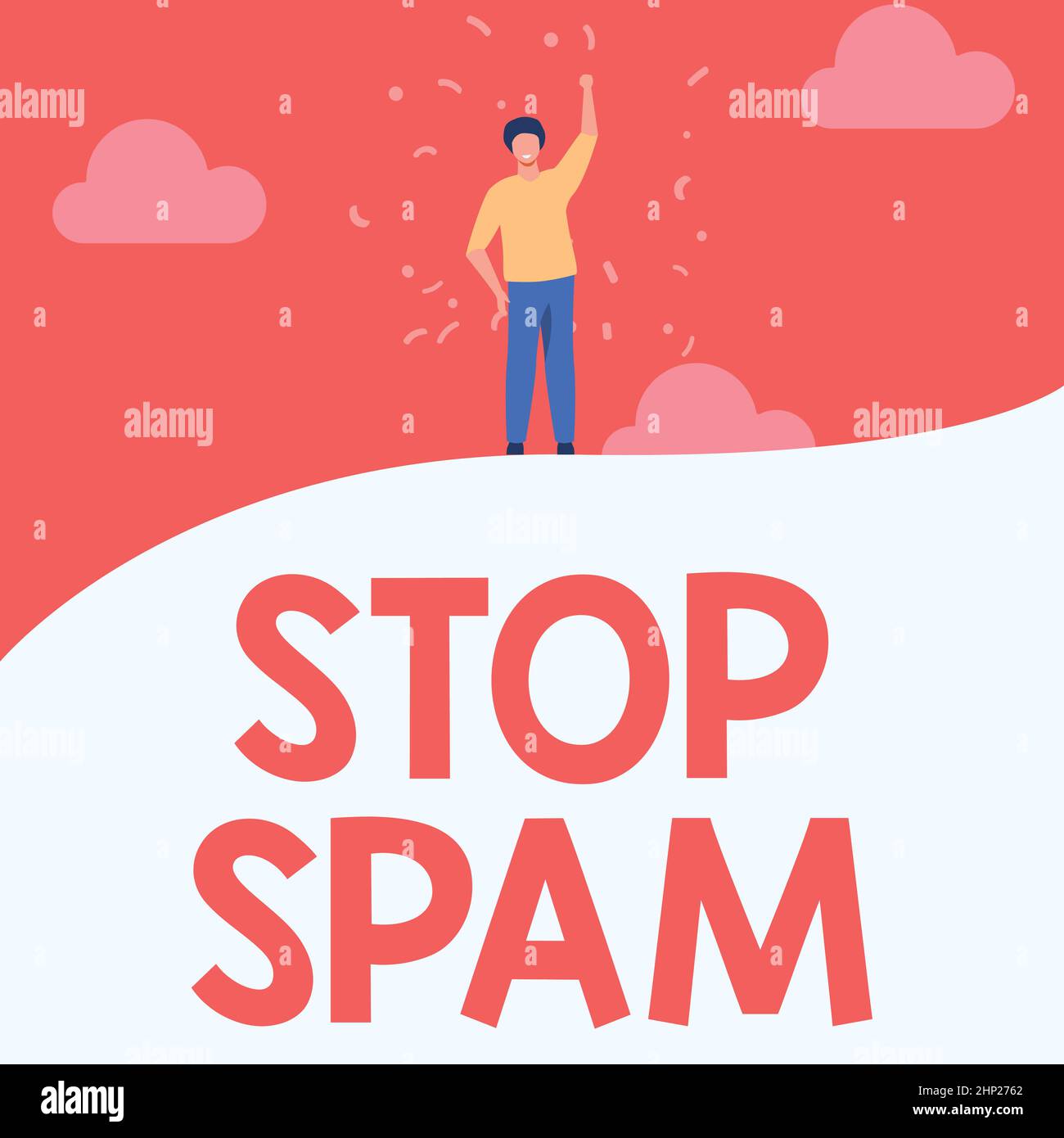 Text sign showing Stop Spam, Business overview end the Intrusive or ...