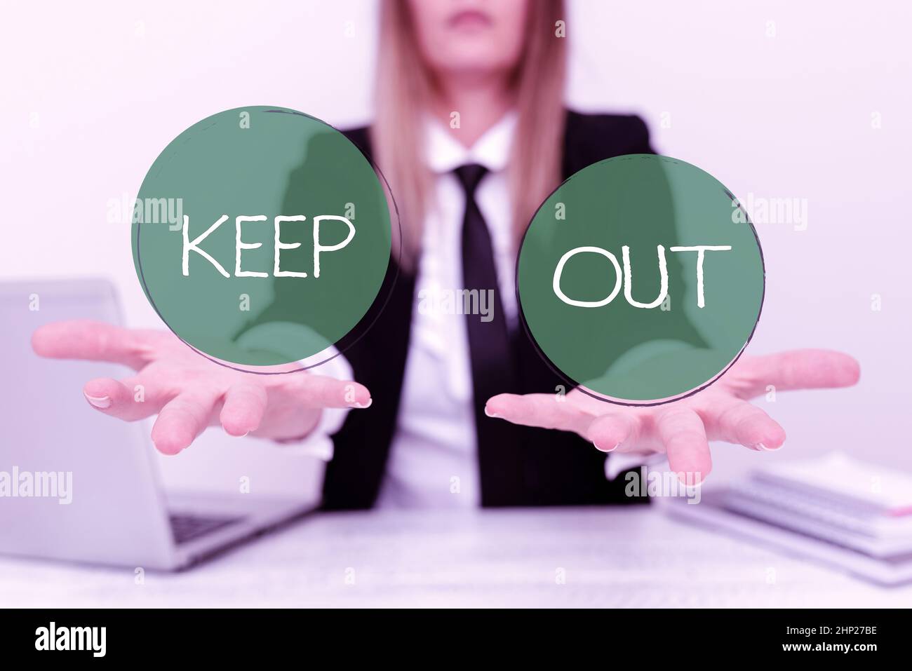 Conceptual display Keep Out, Business concept to stop someone or ...