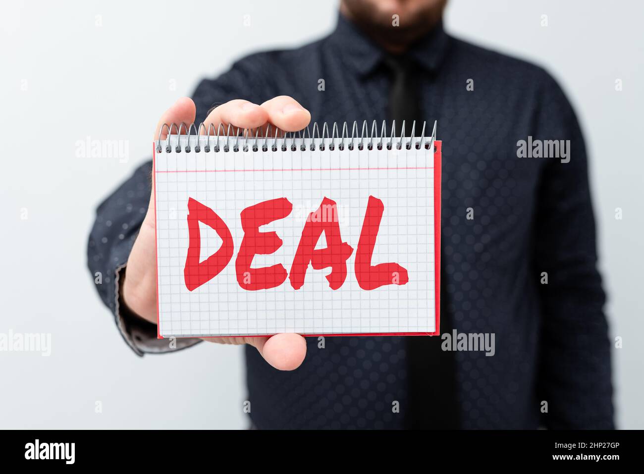 Text caption presenting Deal, Concept meaning Take part in commercial ...