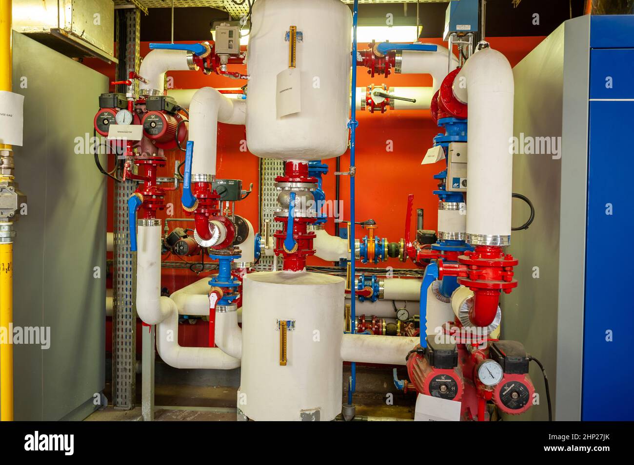Paris, France, inside Public Housing, HLM Building, Solar Heating Room ...