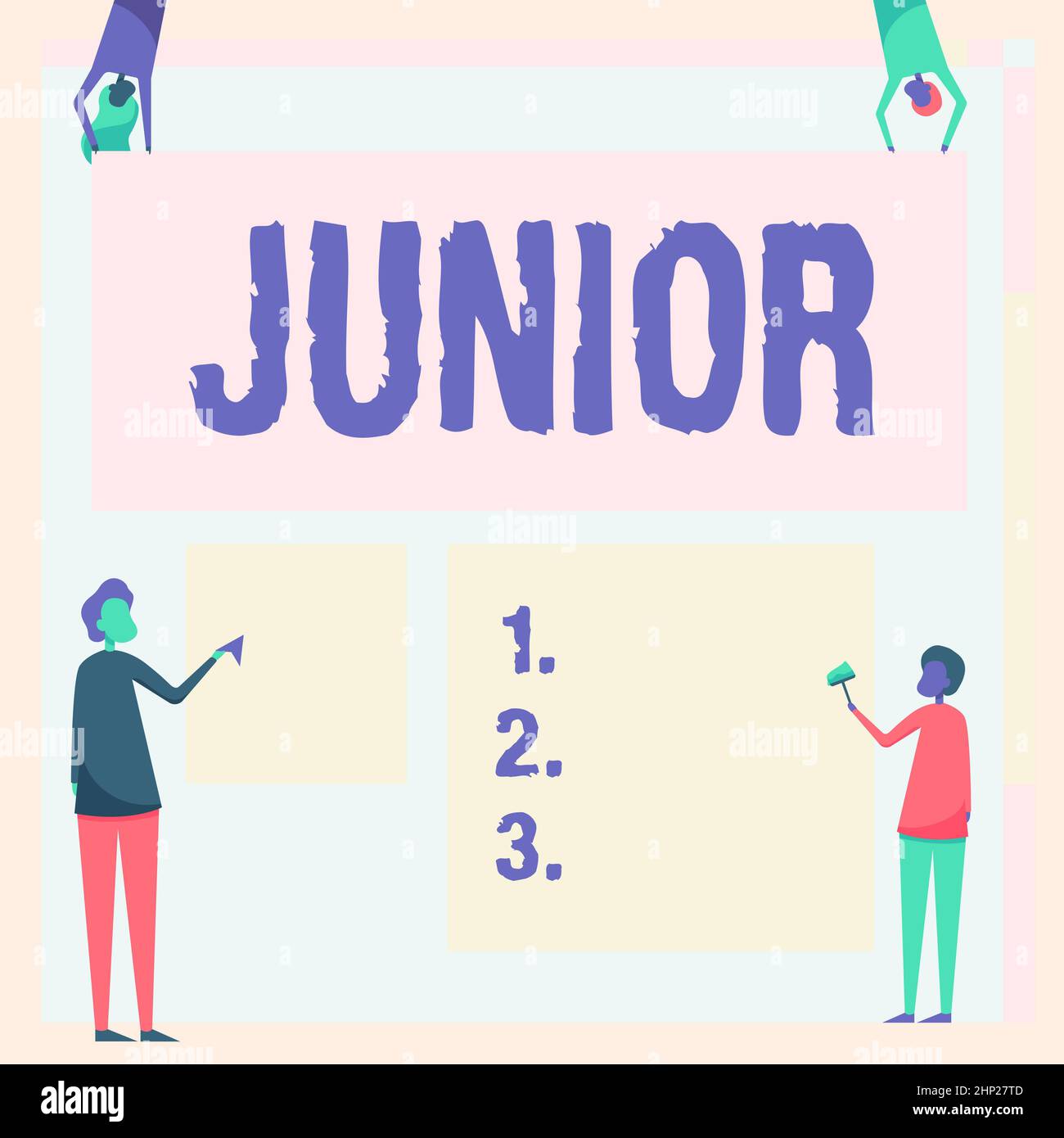 Writing displaying text Junior, Internet Concept erson who is a ...