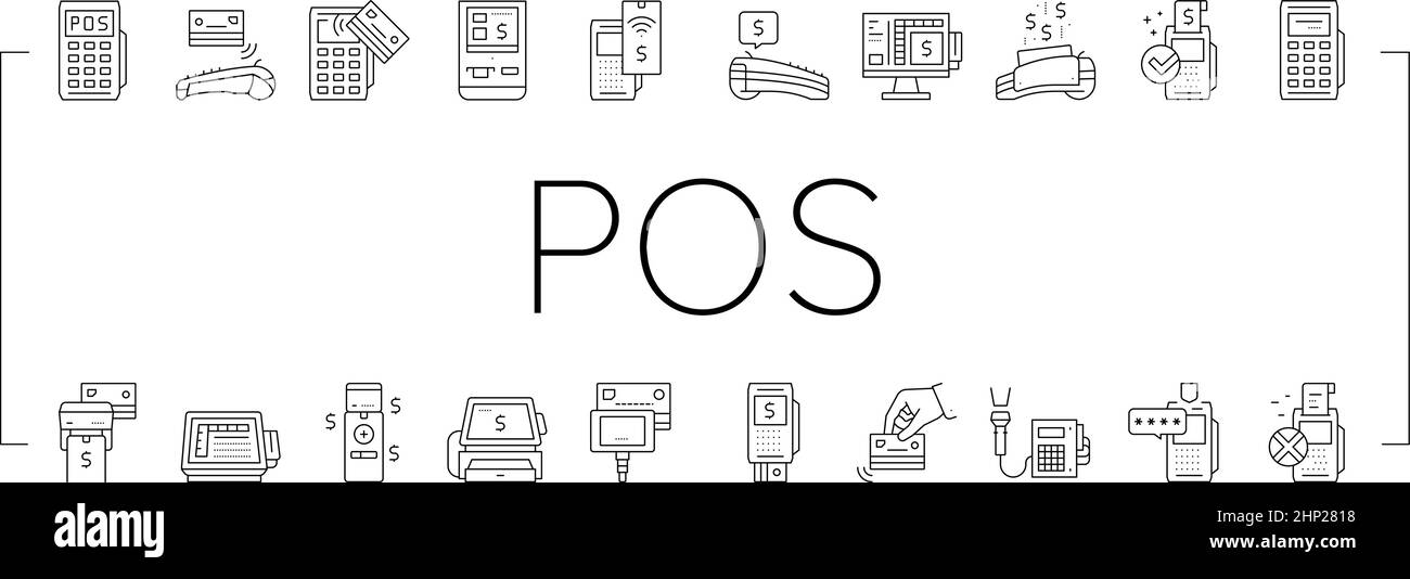 Pos Terminal Device Collection Icons Set Vector Stock Vector Image And Art Alamy