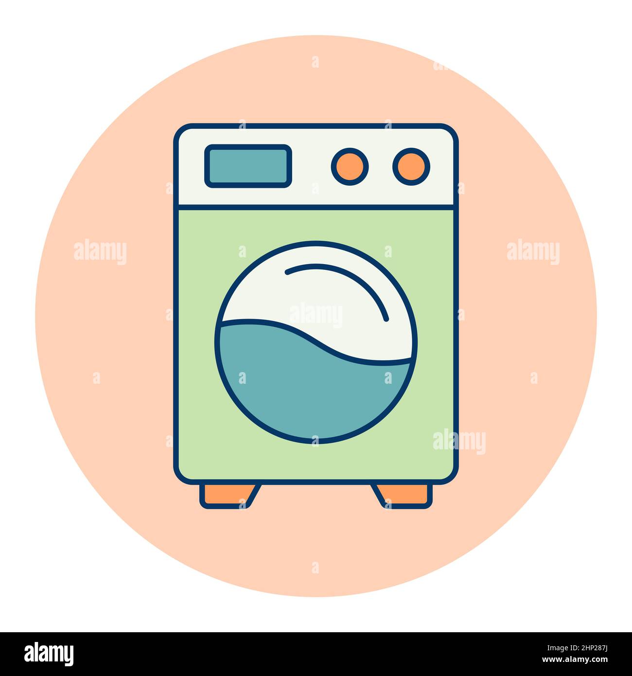 Washing machine flat vector isolated icon. Graph symbol for household ...