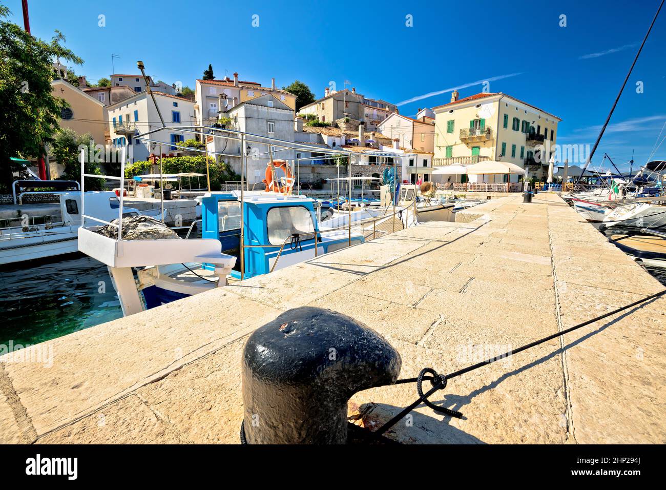 Tourist village of Valun on Cres island waterfront view, Adriatic ...