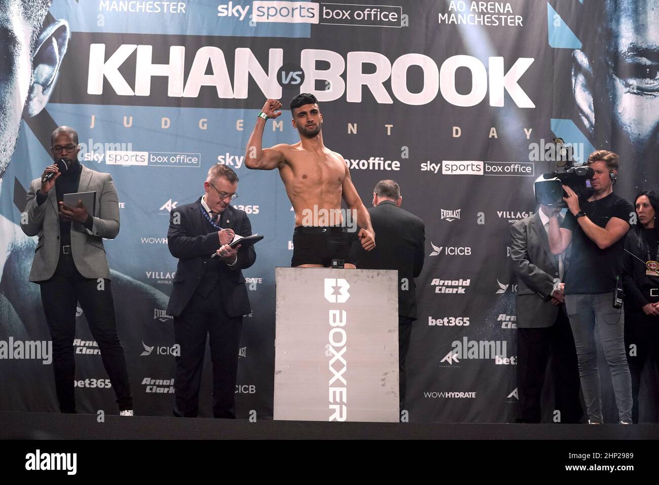 Adam Azim during the weigh in at the Exchange Hall, Manchester. Picture ...