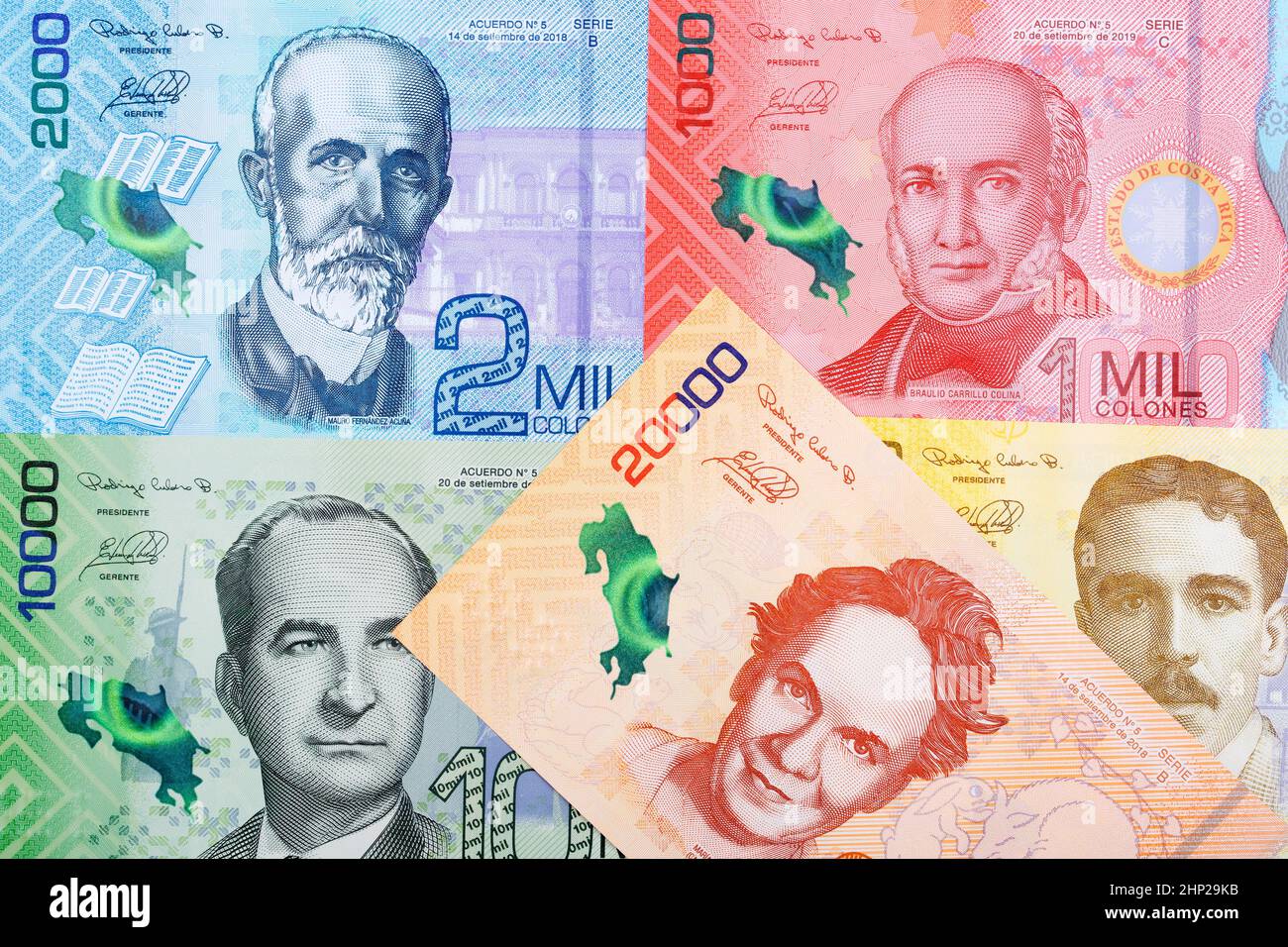 Costa Rican money - colon a business background Stock Photo - Alamy