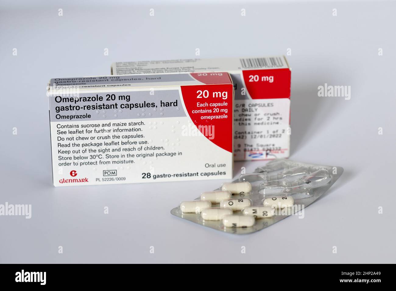 Ipswich, UK - 18 February 2022: Omeprazole prescription tablets Stock ...