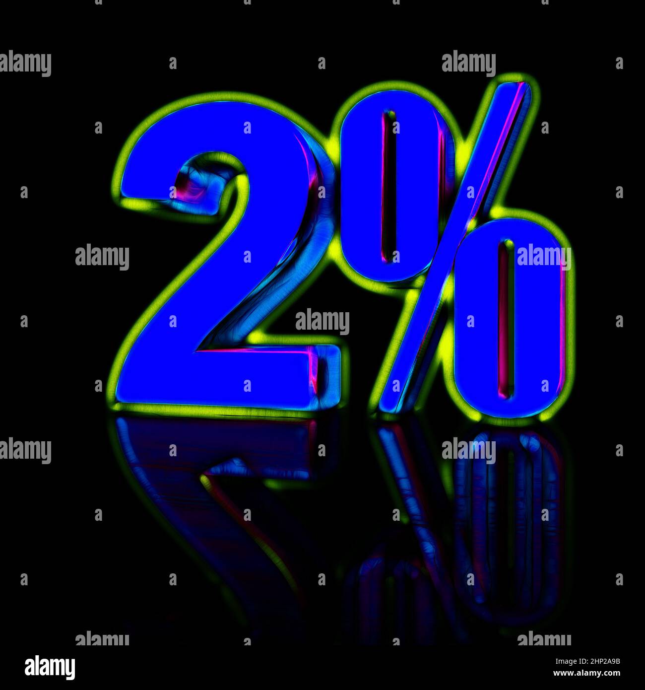 2%, 2 percent as a 3D illustration, 3D rendering Stock Photo - Alamy
