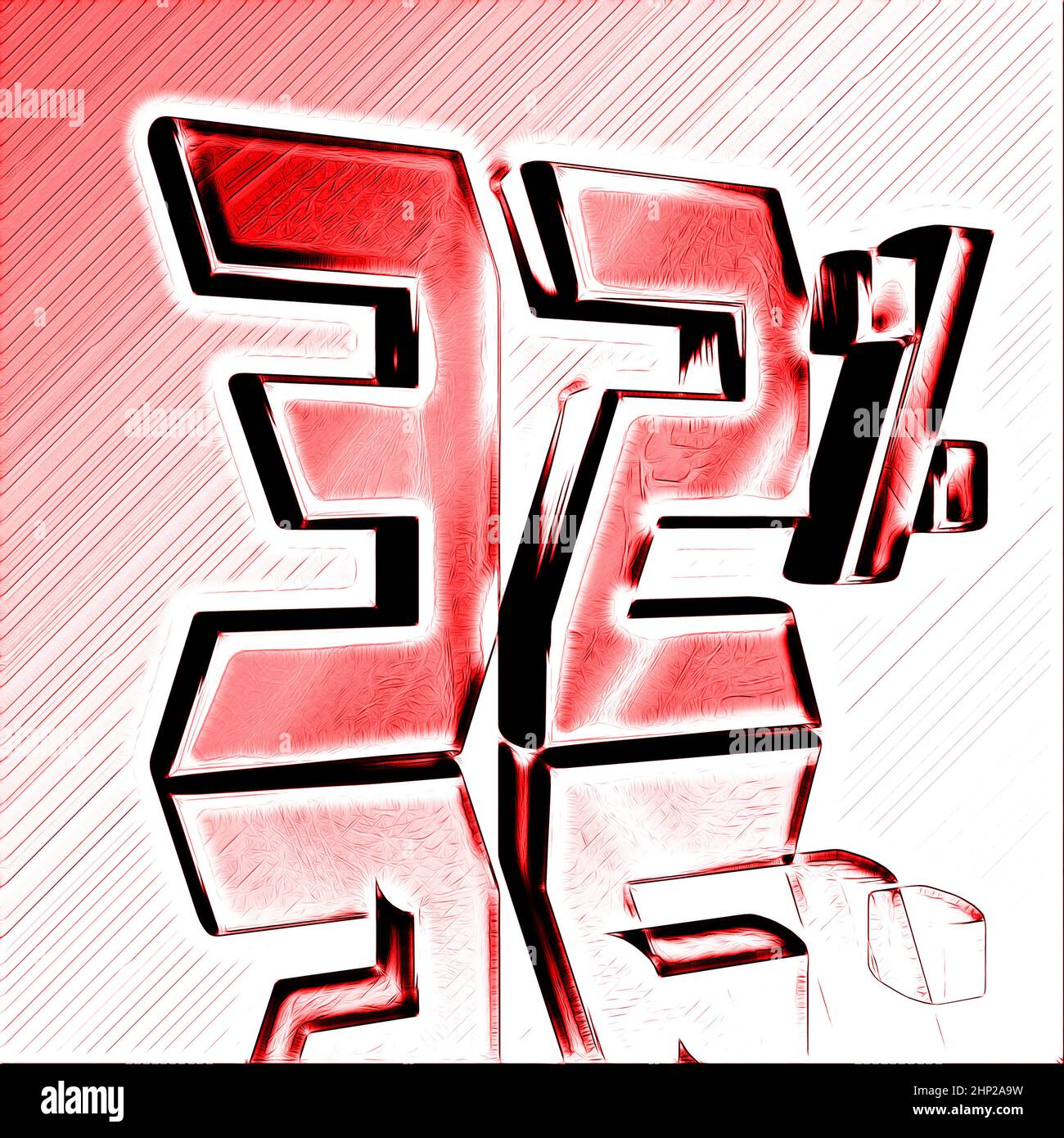 32%, 32 percent as a 3D illustration, 3D rendering Stock Photo - Alamy