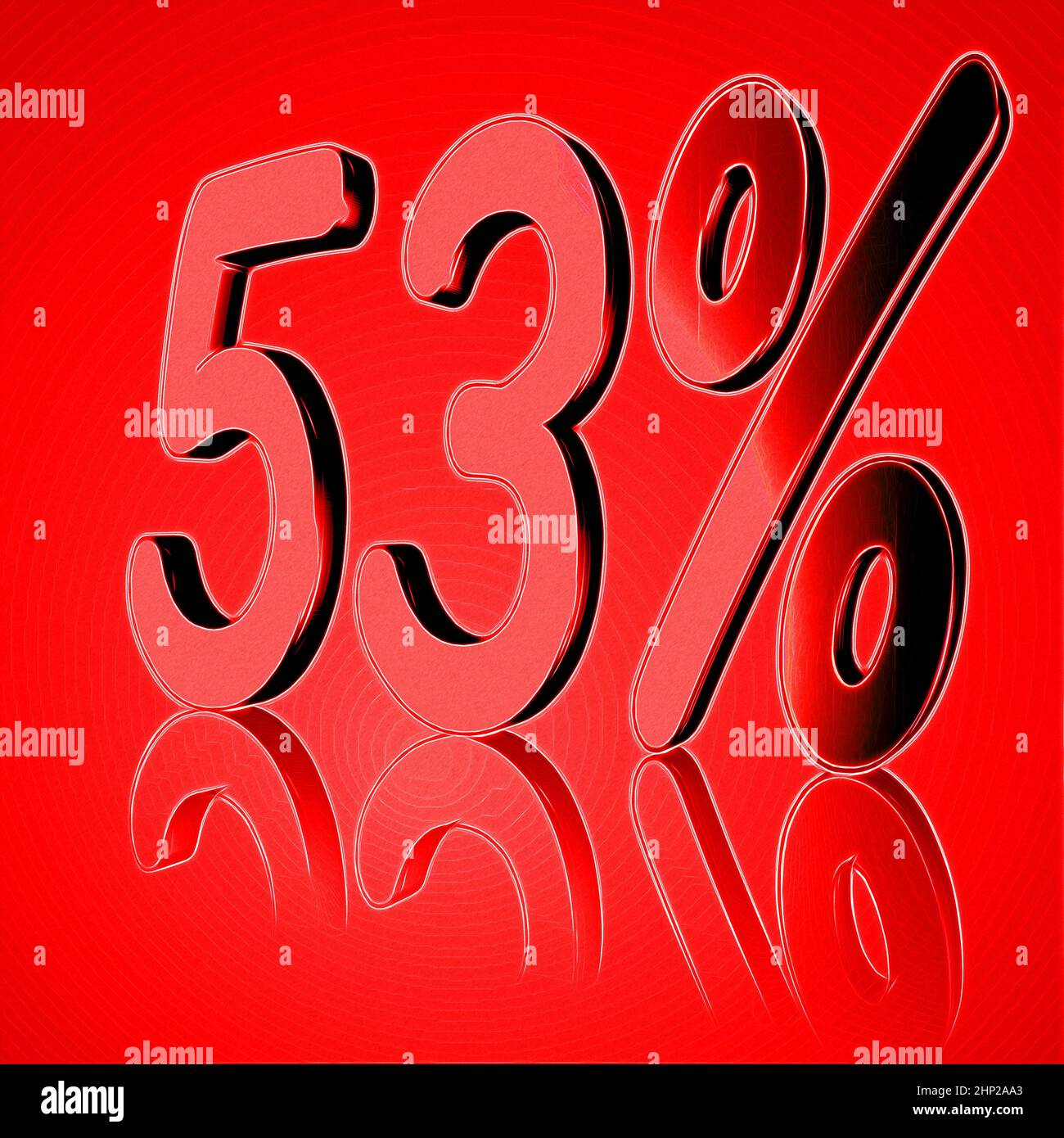 53%, 53 percent as a 3D illustration, 3D rendering Stock Photo - Alamy