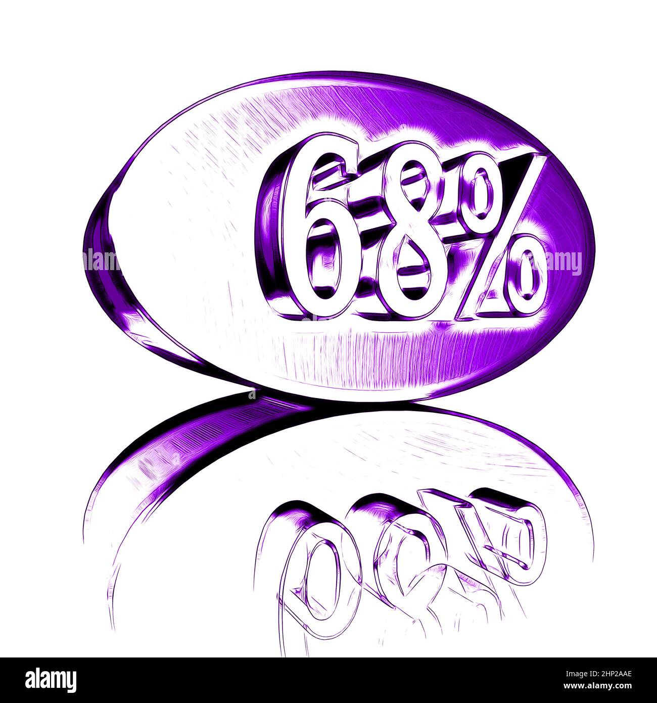 68%, 68 percent as a 3D illustration, 3D rendering Stock Photo - Alamy