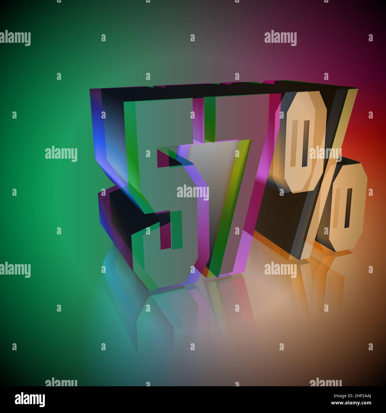 57%, 57 percent as a 3D illustration, 3D rendering Stock Photo - Alamy