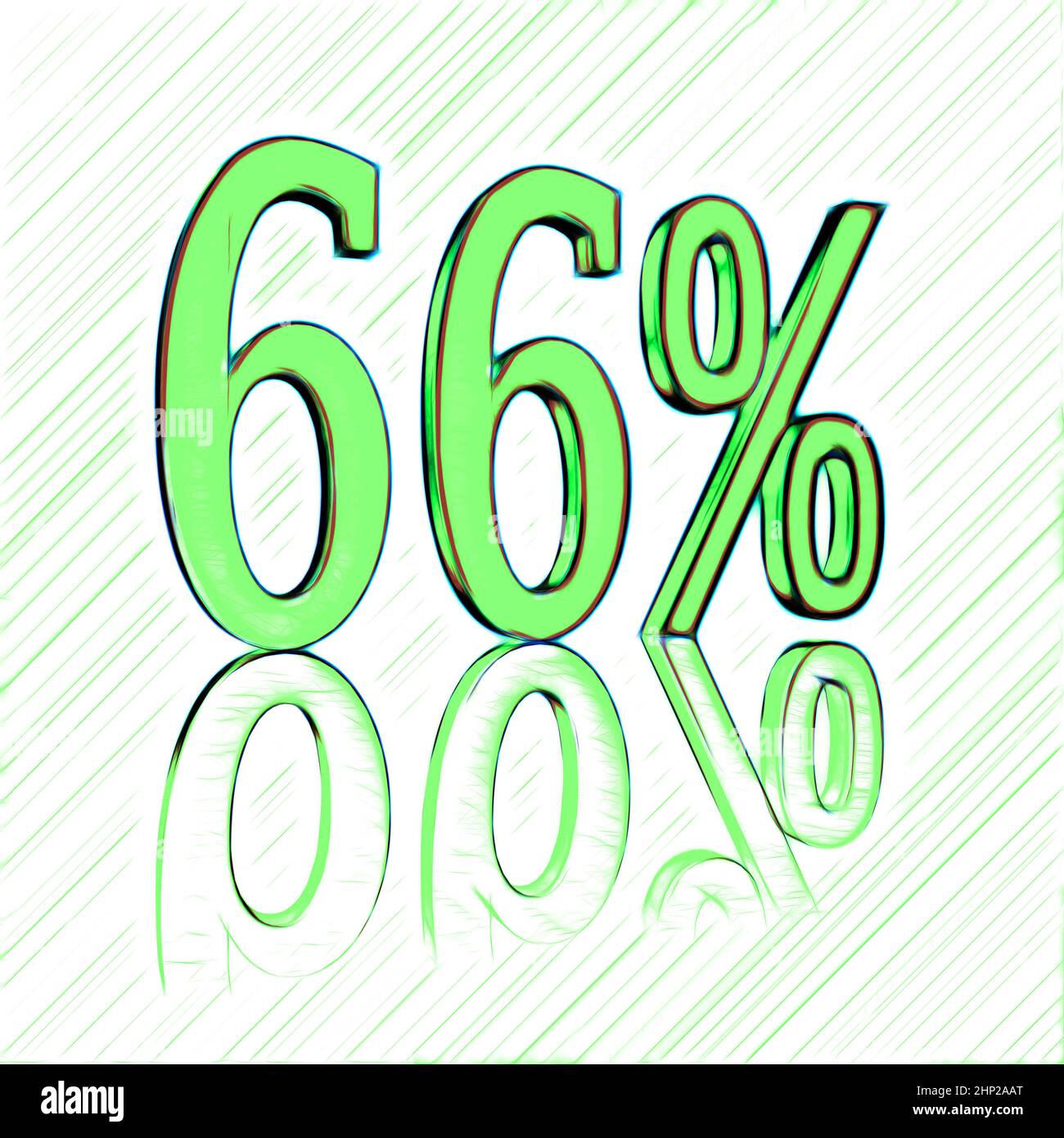 66%, 66 percent as a 3D illustration, 3D rendering Stock Photo - Alamy