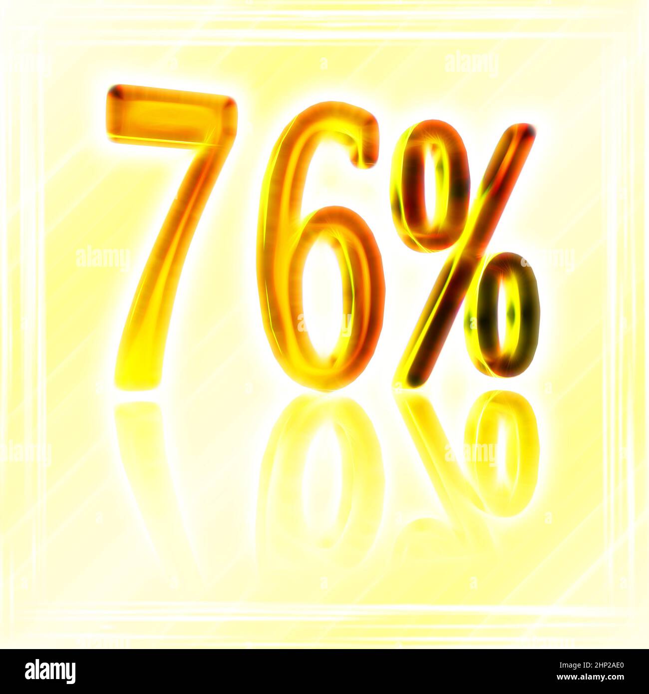 76%, 76 percent as a 3D illustration, 3D rendering Stock Photo - Alamy