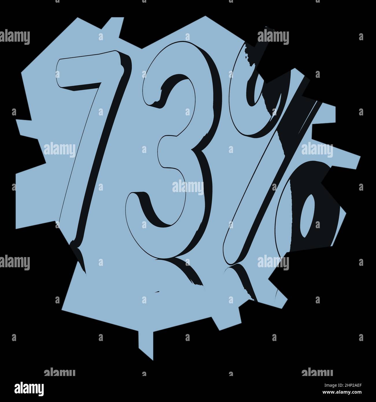 73%, 73 percent as a 3D illustration, 3D rendering Stock Photo - Alamy