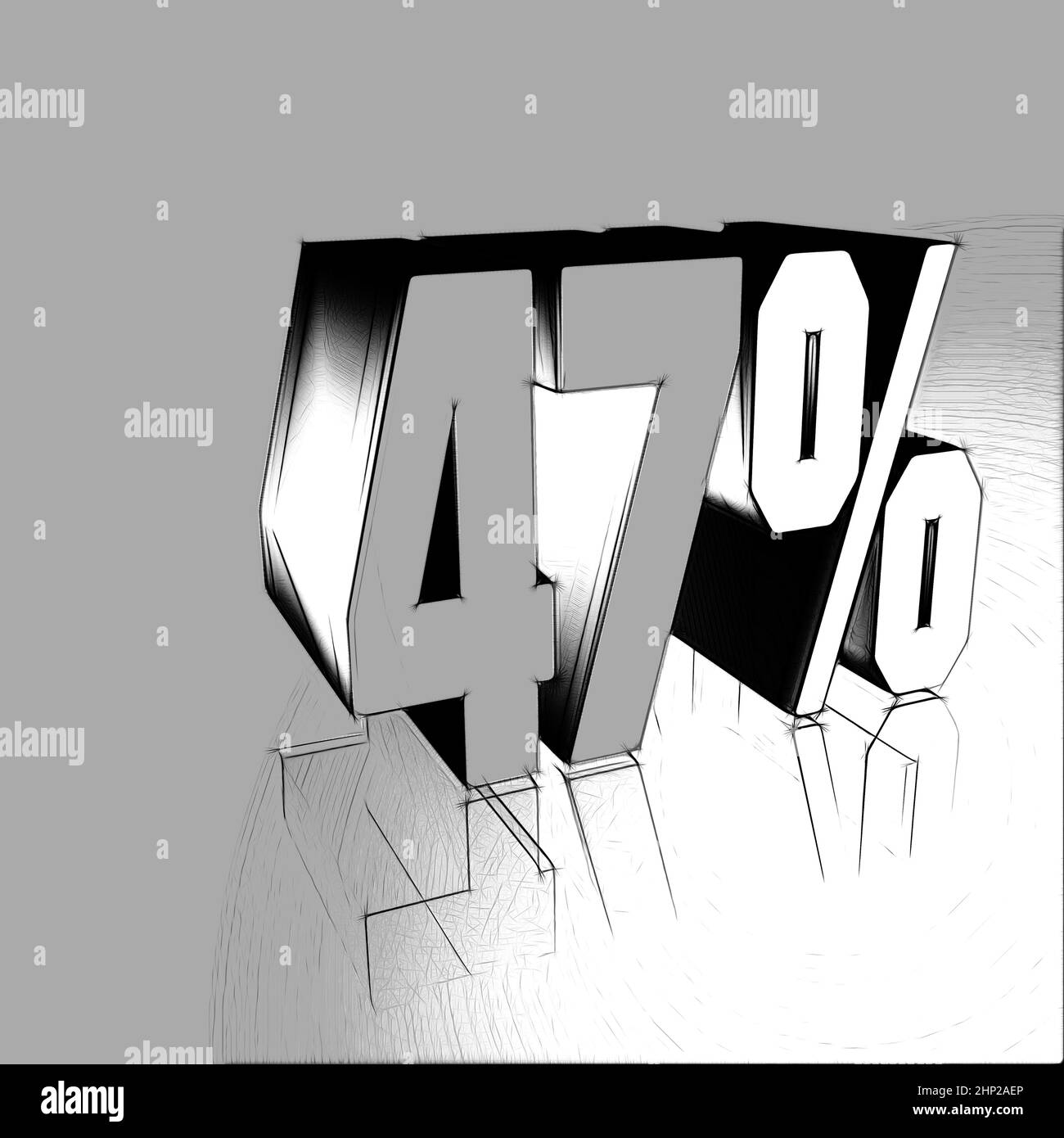 47%, 47 percent as a 3D illustration, 3D rendering Stock Photo - Alamy