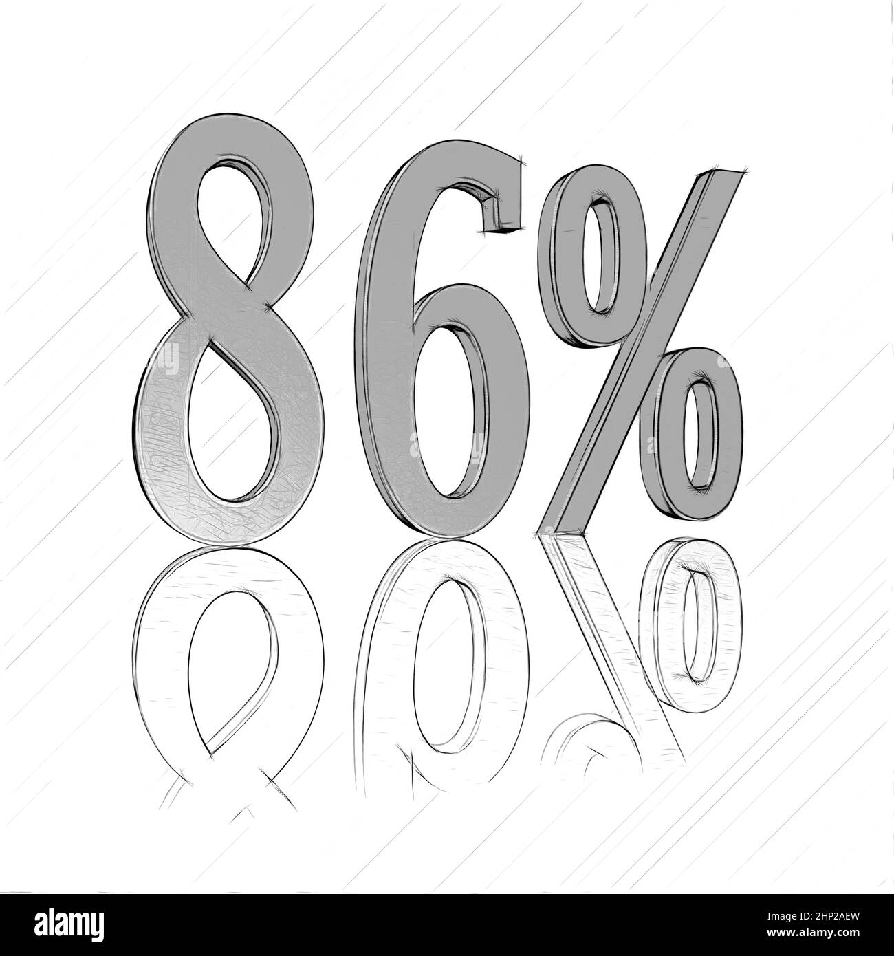 86%, 86 percent as a 3D illustration, 3D rendering Stock Photo - Alamy