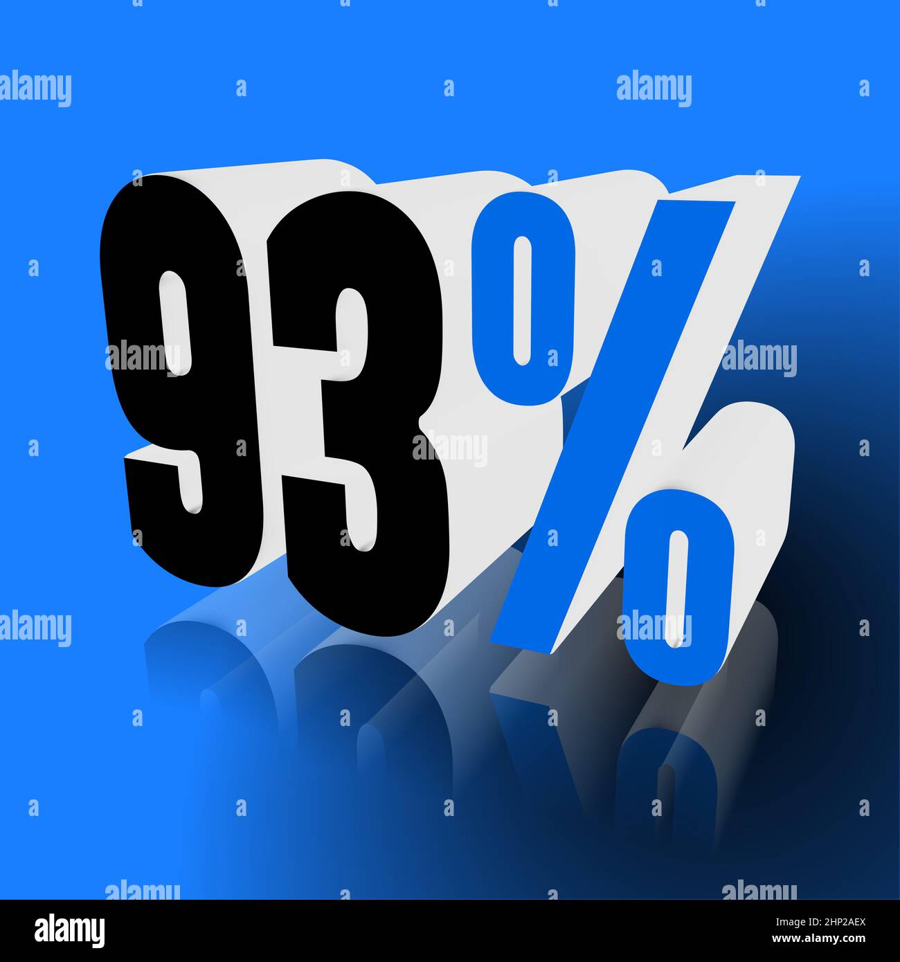 93%, 93 percent as a 3D illustration, 3D rendering Stock Photo - Alamy