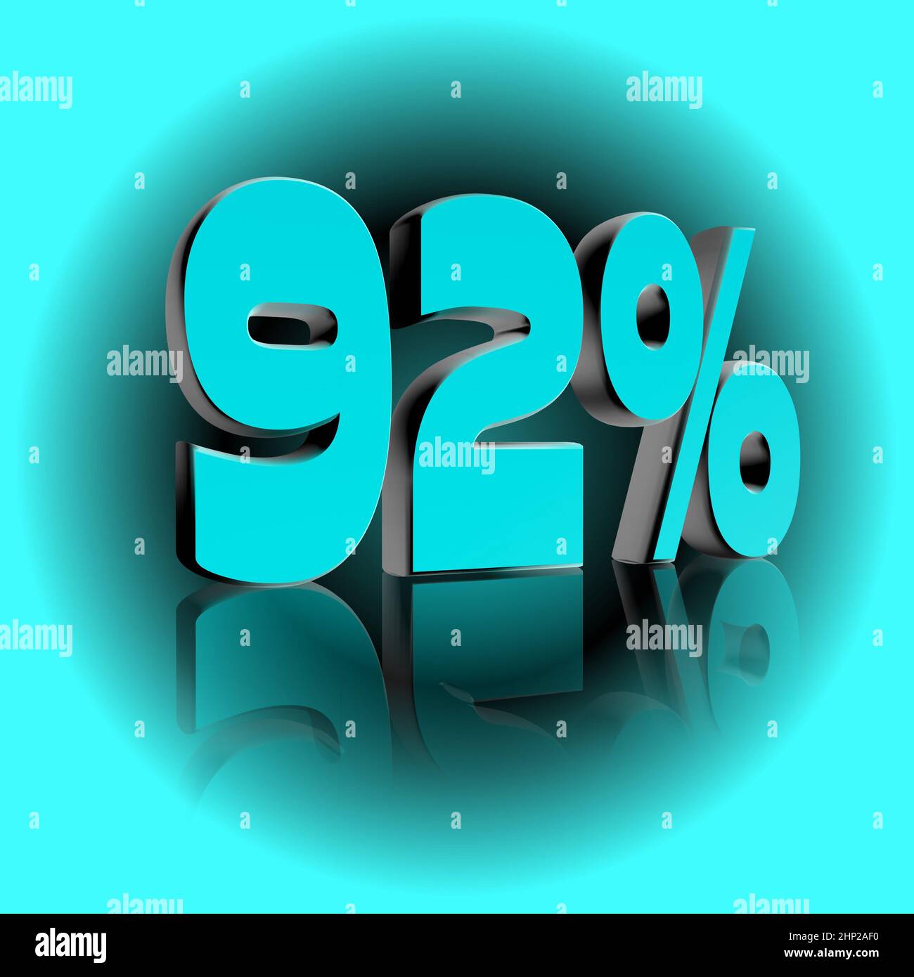 92%, 92 percent as a 3D illustration, 3D rendering Stock Photo - Alamy