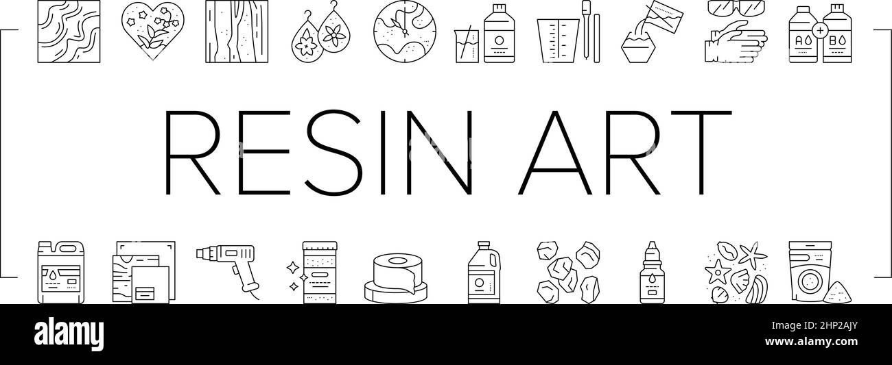 Resin Art Creation Collection Icons Set Vector Stock Vector Image & Art ...