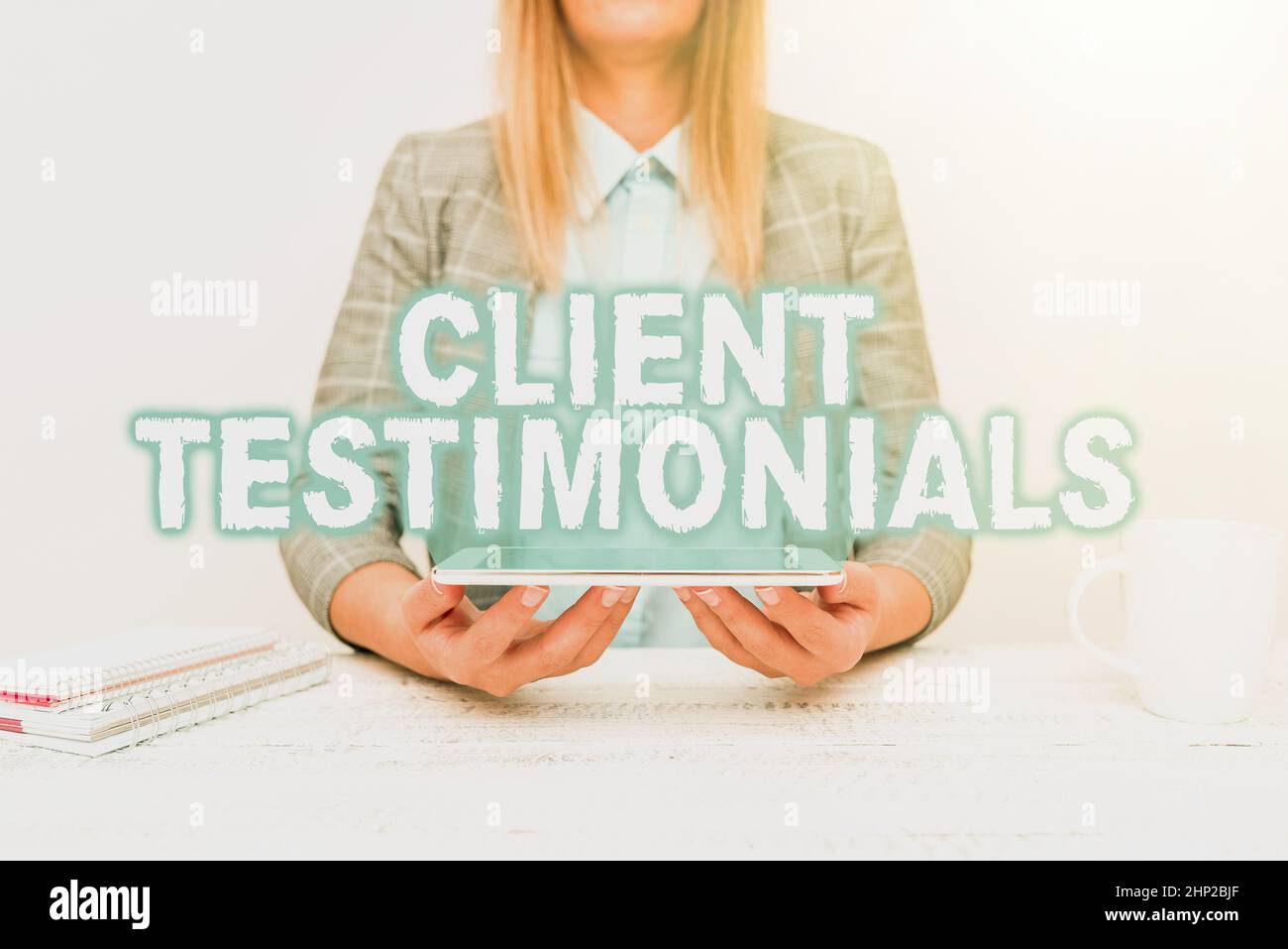 Writing displaying text Client Testimonials, Business overview Written ...