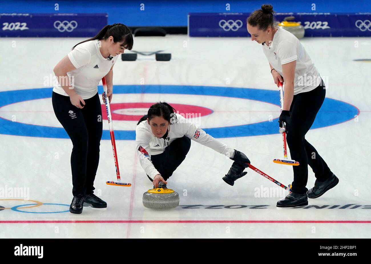 Great Britain's Hailey Duff (left), Eve Muirhead, (centre) and Jennifer ...