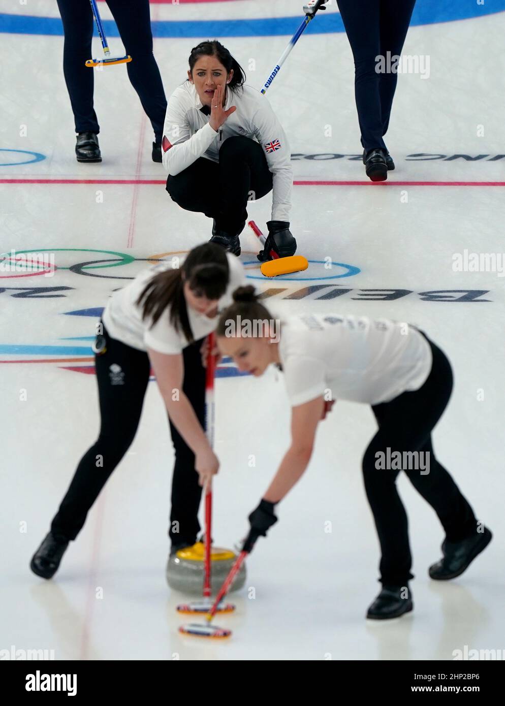 Great Britain's Hailey Duff (left), Eve Muirhead, (centre) and Jennifer ...