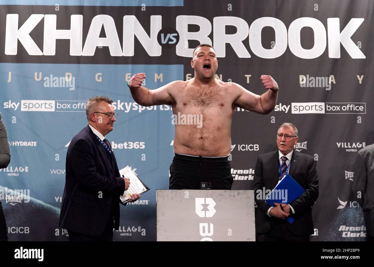 Jake Darnell during the weigh in at the Exchange Hall, Manchester ...
