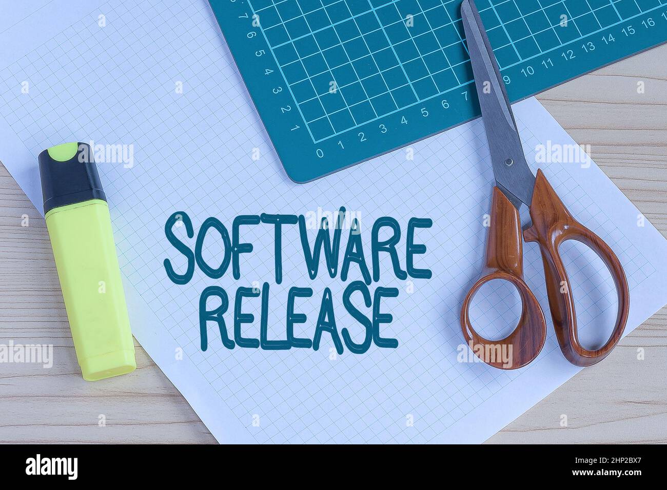 Writing displaying text Software Release, Business approach sum of ...