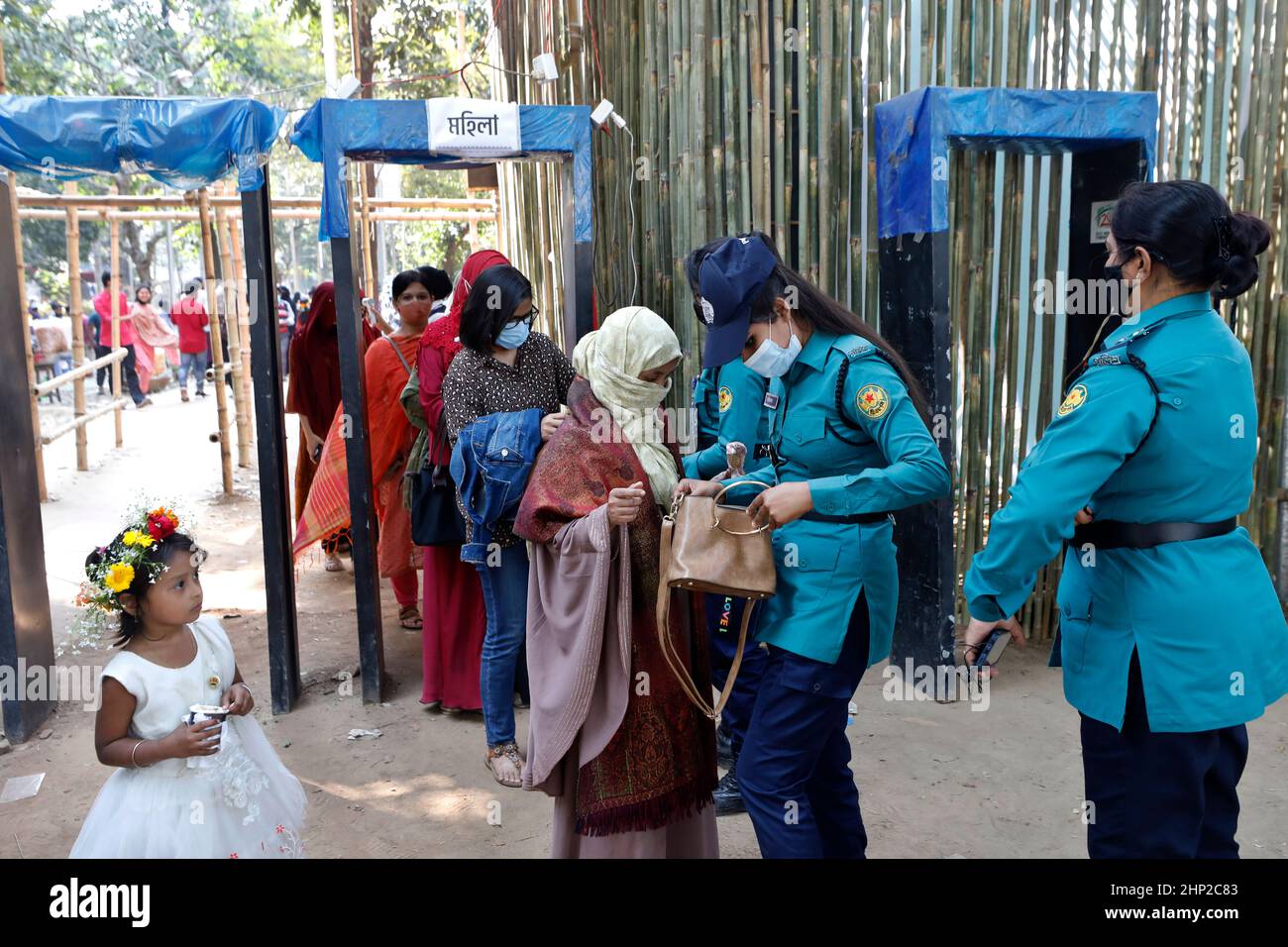 Dhaka, Bangladesh - February 18, 2022: Visitors to the book fair are ...