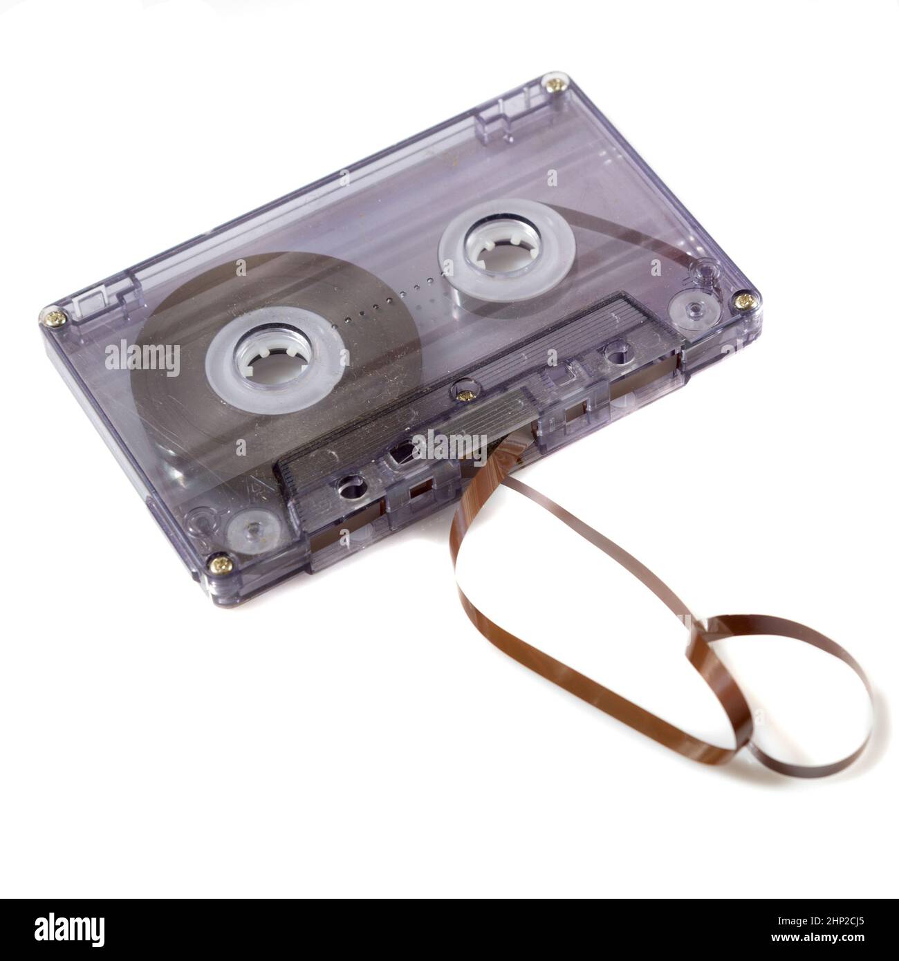 retro audio compact cassette on a white background Stock Photo - Alamy