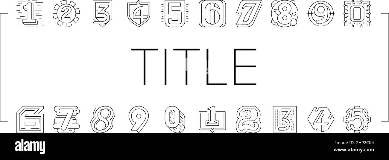 Numbers Numeral Title Collection Icons Set Vector Stock Vector Image ...