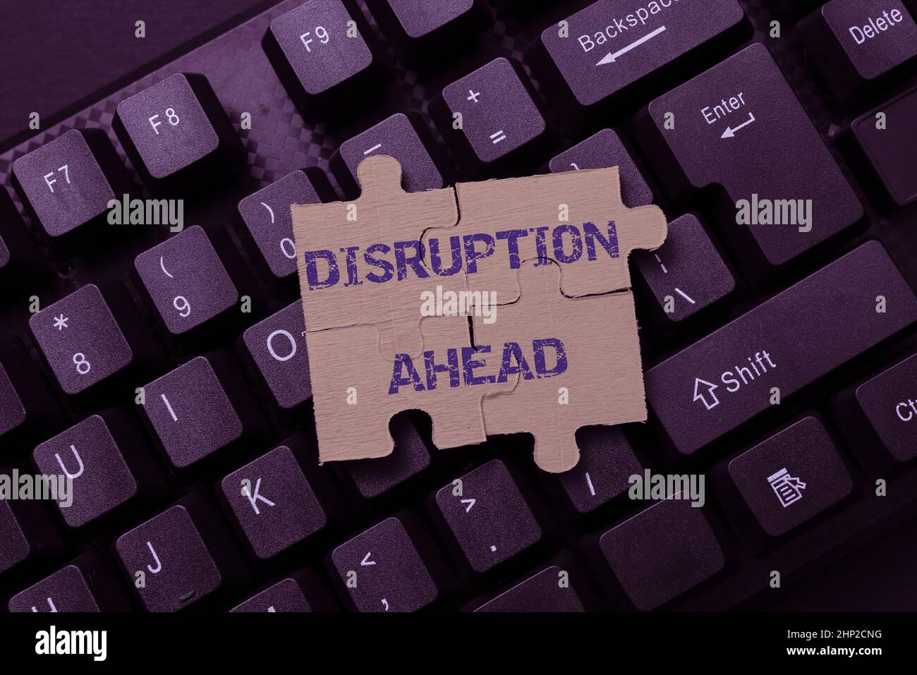 Text sign showing Disruption Ahead, Word Written on Transformation that ...