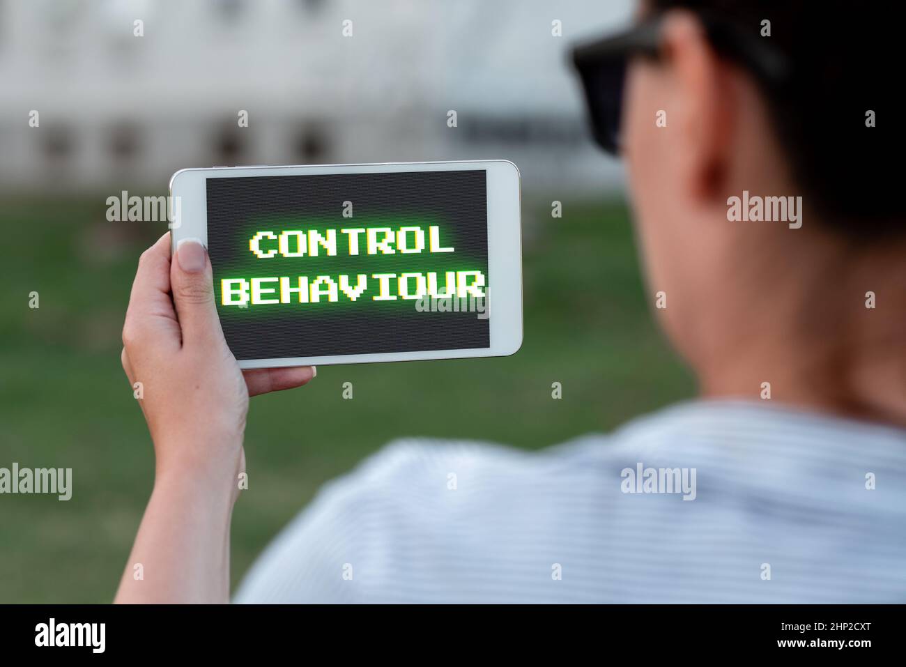 Text sign showing Control Behaviour, Concept meaning Exercise of ...