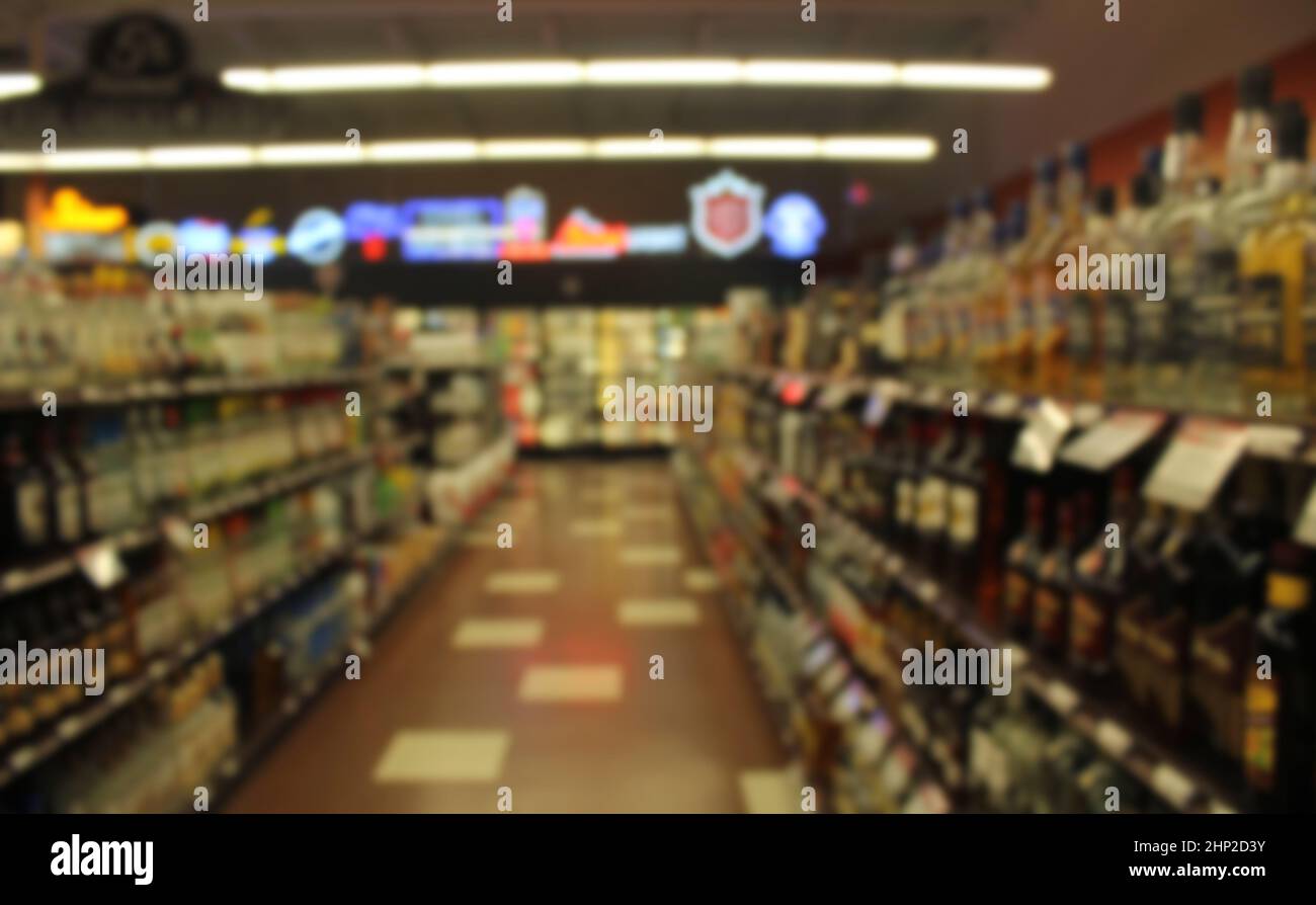 Blur Background Liquor and Wine Store Stock Photo - Alamy