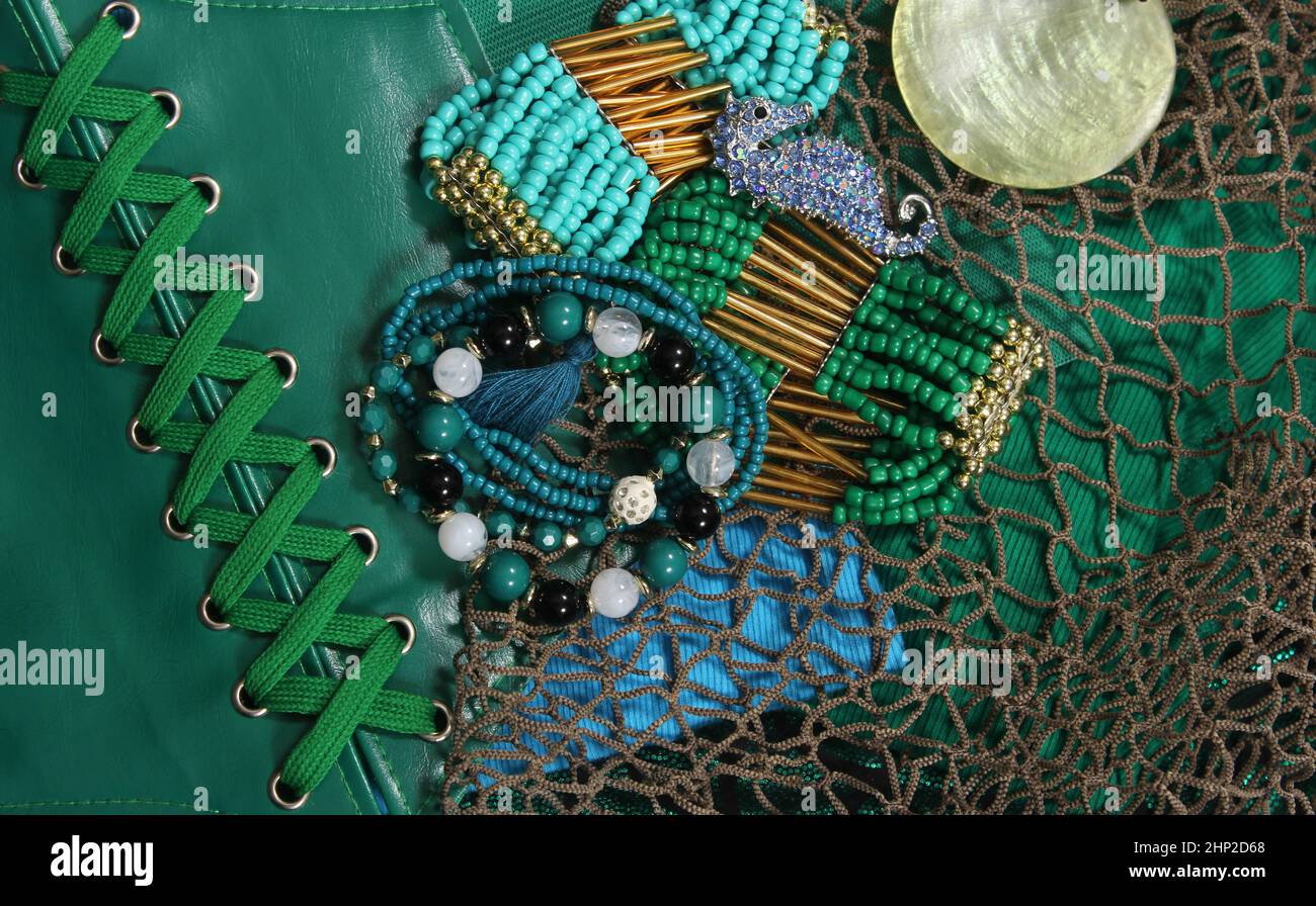 Mermaid Fashion With Jewelry and Fishing Net Stock Photo - Alamy