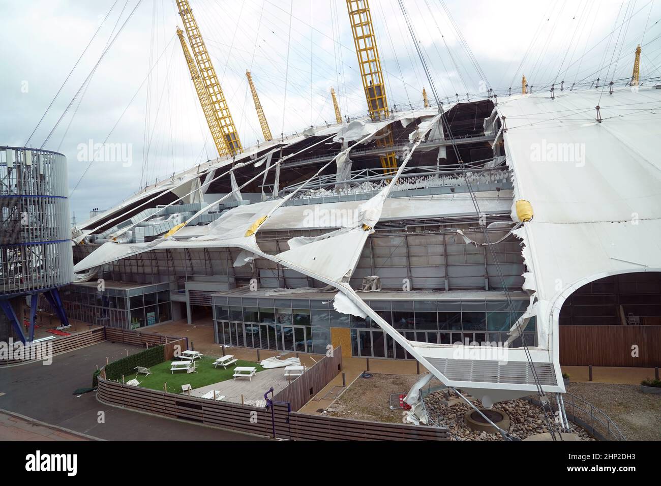 Damage to the roof of the O2 Arena (known as the Millennium Dome when ...