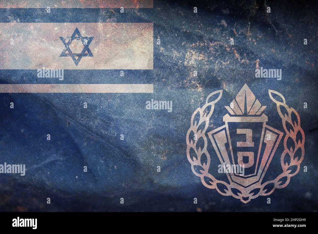 Top view of flag Prison Service Commander, Israel. retro flag with ...