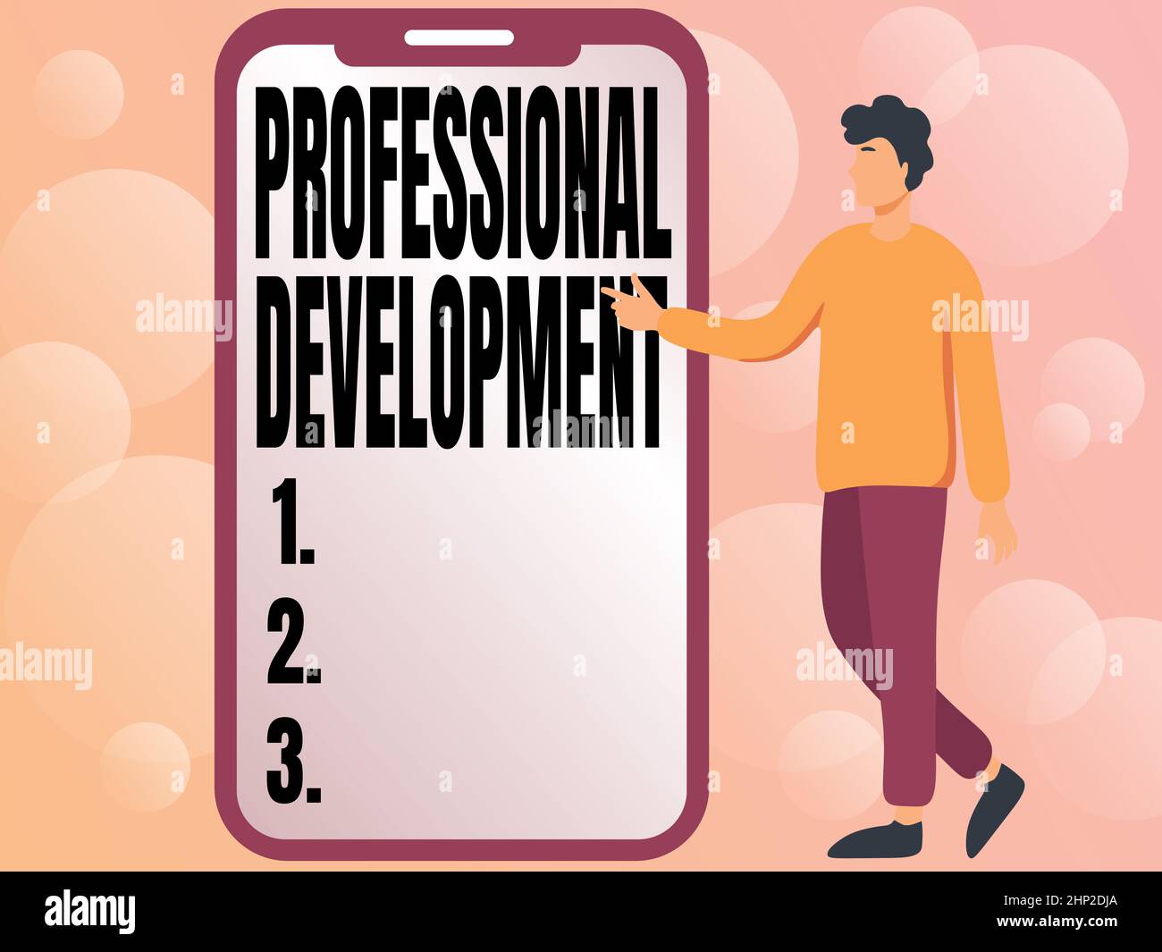 Text caption presenting Professional Development, Business approach ...