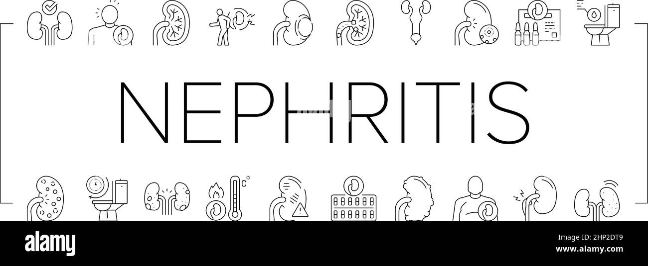 Nephritis Kidneys Collection Icons Set Vector Stock Vector Image & Art ...