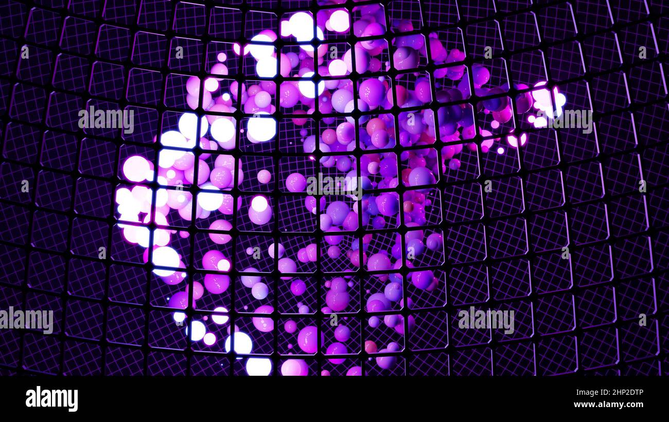 Purple globes inside mesh ball 4K UHD 3D illustration Stock Photo - Alamy