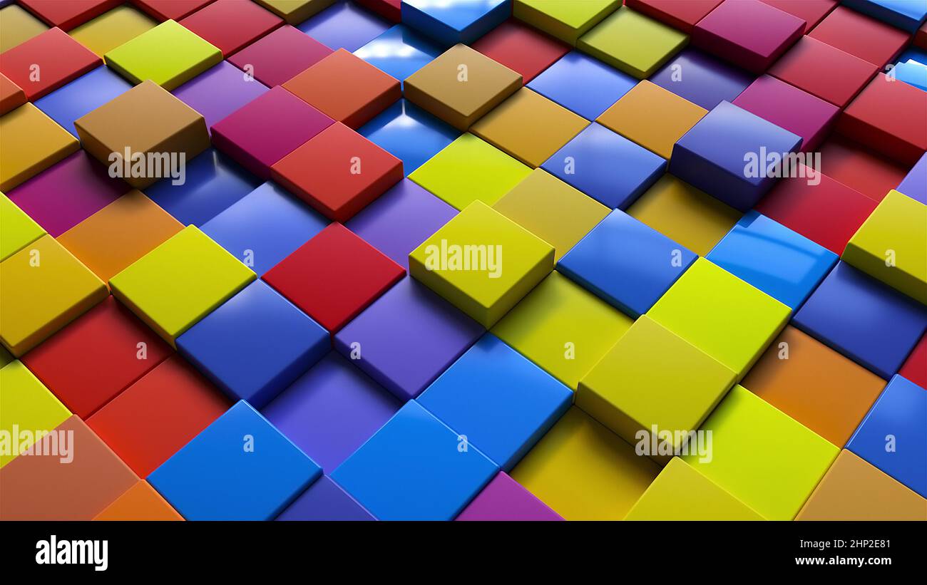 Geometric 3d render simple squares laid with lines on surface ...