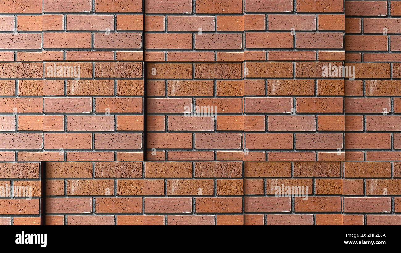 Architectural masonry with 3d render of square cutouts. Fashionable ...