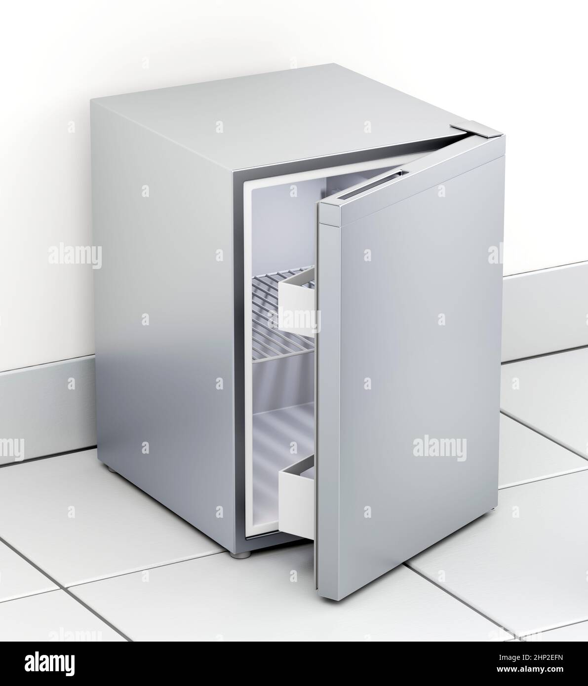 Open small refrigerator in the kitchen Stock Photo - Alamy